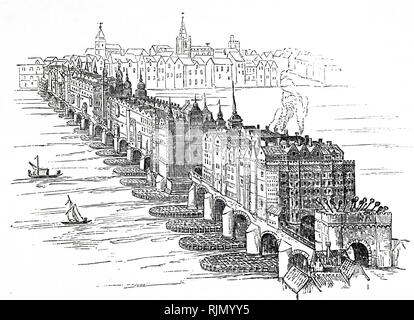 Old London Bridge 1616 Stock Photo - Alamy