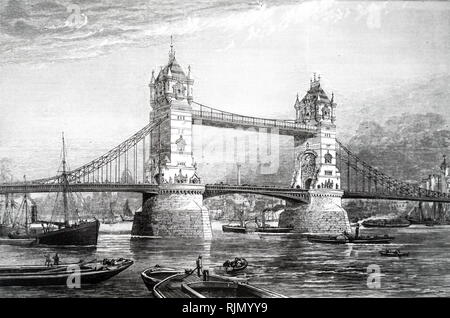Illustration showing Tower Bridge, London. Design submitted by J. Pitt ...