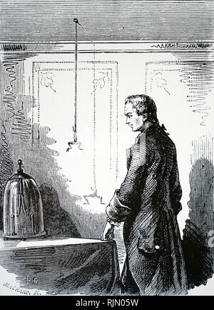 Illustration showing Luigi Galvani (1737-98), Italian physician ...