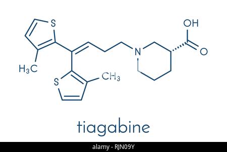 Tiagabine epilepsy drug molecule. Skeletal formula Stock Vector Image ...
