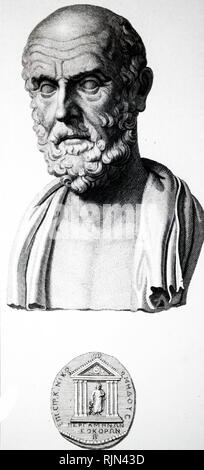 Hippocrates (460-370 BC), Greek Physician, Woodcut from "Les Vrais ...