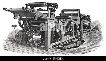 Engraving depicting a biscuit cutting machine of the Peek Frean & Co.'s ...