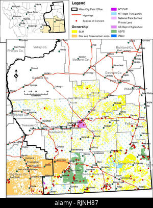 Map of the city of Miles City, MT Stock Photo - Alamy