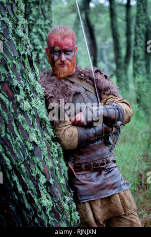 Real viking in the countryside with many trees around Stock Photo - Alamy