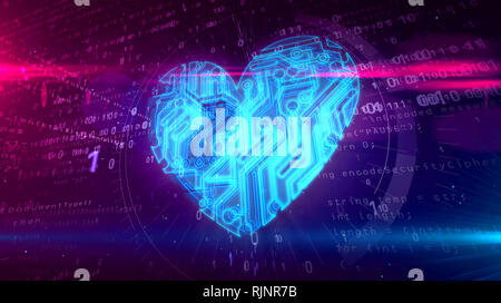 Cyber heart symbol in cyberspace. Abstract 3D illustration of love ...
