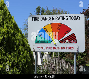 A fire danger rating sign in the Snowy mountains, Australia Stock Photo ...