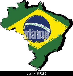 Brazil sketch flag map Stock Vector Image & Art - Alamy