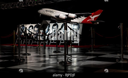 A brick built Lego model of the Qantas Airways Airbus A380 created by ...