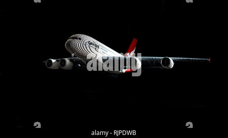 A brick built Lego model of the Qantas Airways Airbus A380 created by ...