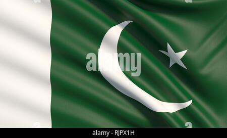 Flag of Pakistan. Waved highly detailed fabric texture Stock Photo - Alamy