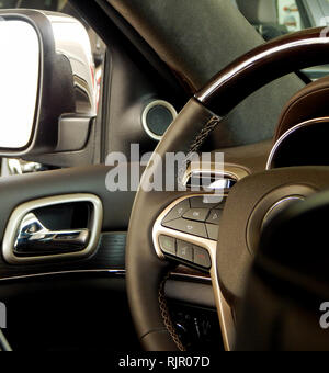 Control buttons and interface of voice command on the steering wheel ...