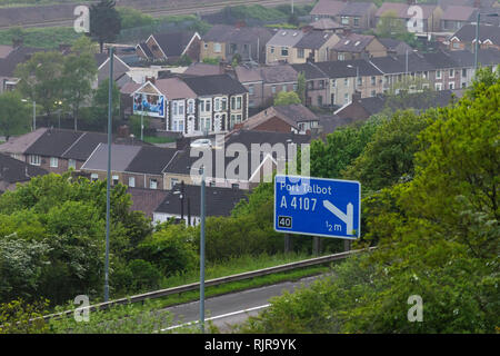 View of Port Talbot and the M4 motorway from Mynydd Dinas, Neath Port ...