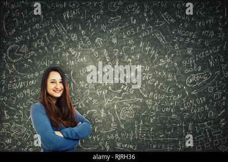 Thinking at difficult complex mathematics equation on blackboard Stock ...