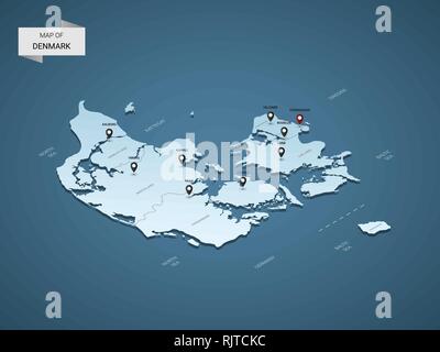 Denmark political map of administrative divisions - regions. Colorful ...