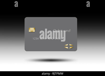 A debit card casts a shadow in this minimalist image with limited color ...