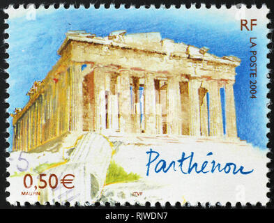 Parthenon of Athens on postage stamp Stock Photo - Alamy