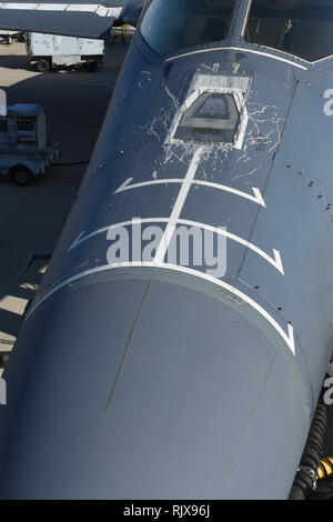 Boeing B-1B Lancer, serial # 86-0101, wearing 'Watchman' nose-art shown ...