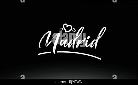 madrid city hand written text with red heart suitable for logo or ...