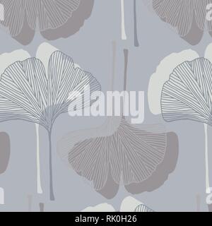 Ginkgo leaves vector pattern in a red, yellow, gray and white color ...
