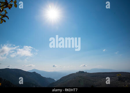 View of Parnitha mountain from Bafi refuge in Aharnes, Attiki, Greece ...