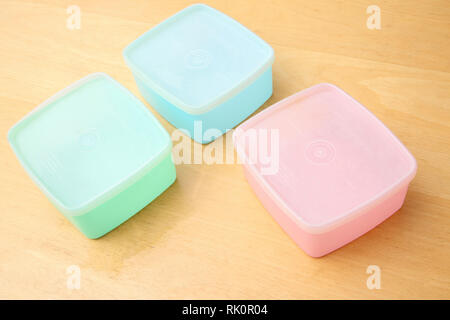 Three Vintage Colourful Tupperware Containers Stacked Stock Photo - Alamy