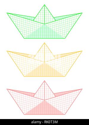 Origami Folded Paper Boat Set Of 6 Stock Vector Image & Art - Alamy