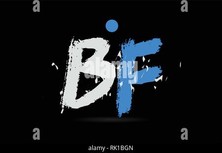 white blue alphabet letter bf b f logo combination design on black ...