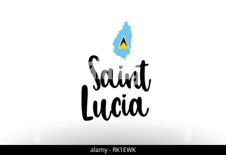 Saint Lucia map flag and text illustration, on world map Stock Vector ...