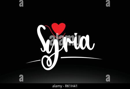 Syria country text with red love heart suitable for a logo icon or ...