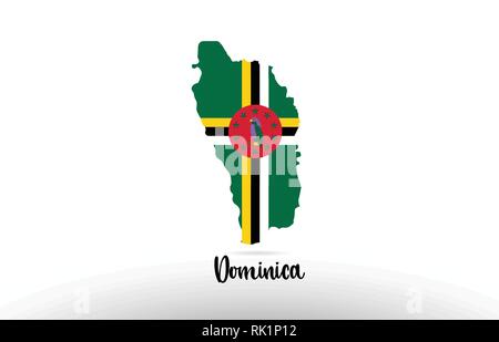 Dominica country flag inside country border map design suitable for a ...