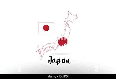 Map of Japan with flag inside. Japan map vector illustration Stock ...
