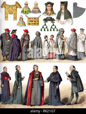 The illustrations shown here depict ecclesiastical costumes. They are ...