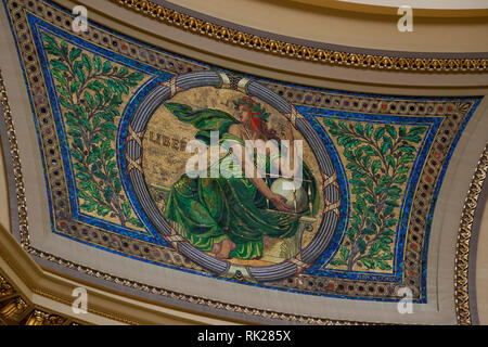 Liberty mosaic by Kenyon Cox, Wisconsin capital Stock Photo - Alamy
