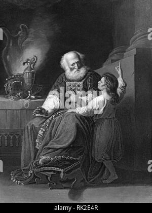The young prophet Samuel, Old Testament, Old 19th century engraved ...