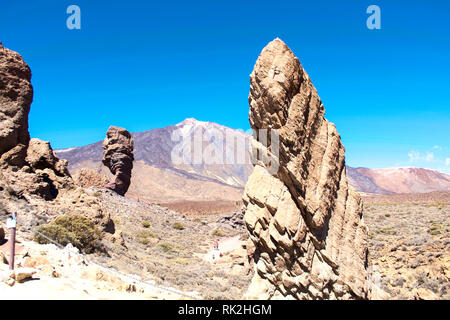 Unique landscape of Teide National Park and view of Teide Volcano peak ...