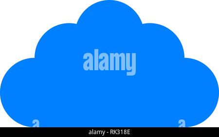 Cloud symbol icon - blue simple outline, isolated - vector illustration ...