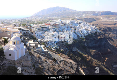 Santorini amazing sight of the town on the slopes of volcanic caldera ...