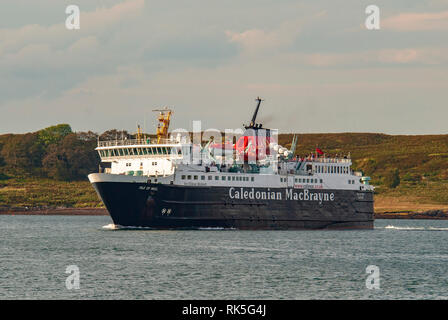 Calmac car ferry Isle of Mull arrives in Oban harbour from Craignure on ...