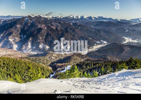 View from Postavarul peak, Brasov, Transylvania, Romania Stock Photo ...