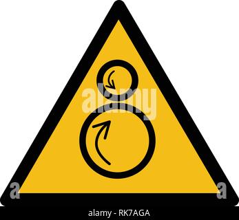 Caution counter rotating rollers sign on transparent background,vector ...
