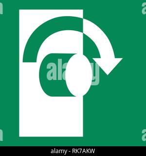 Emergency escape sign vector - Turn anti-clockwise to open symbol ...