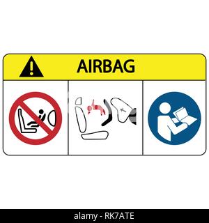 Airbags Child Safety Seat Logo Label Sign Warning in Car Vehicle Vector ...