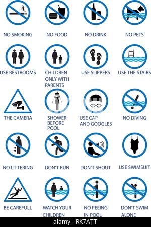 Summer swim water information flat people pictogram icon isolate Stock ...