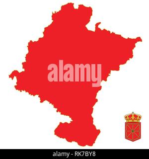 Map of Navarre is a state Spain with flag. Vector Illustration Stock Vector Image & Art - Alamy