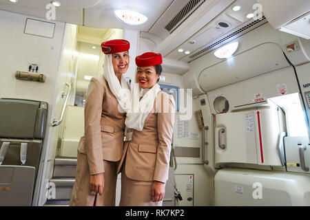 Dubai, United Arab Emirates, stewardess of the airline Emirates Stock ...