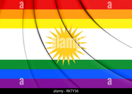 3D LGBT Flag of Kurdistan. 3D Illustration Stock Photo - Alamy