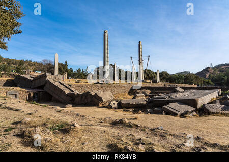 The Northern Stelae Park of Aksum, famous obelisks in Axum, Ethiopia ...