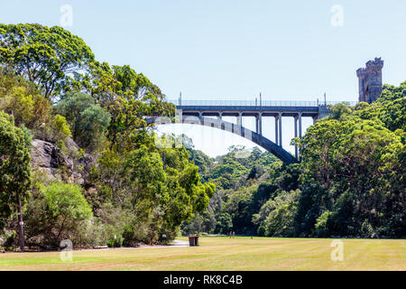 Suspension Bridge or Long Gully Bridge in Tunks park, Sydney, New South ...