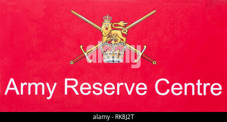 british army army reserve centre sign on wire fence in the uk Stock ...
