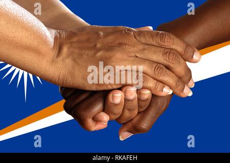 marshall islands flag, intergration of a multicultural group of young ...